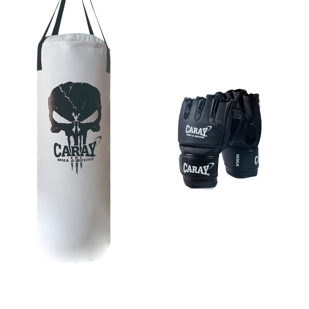 WILD KIT: White "The Punisher" Boxing Bag + Pro 1 MMA Gloves | Caray ...